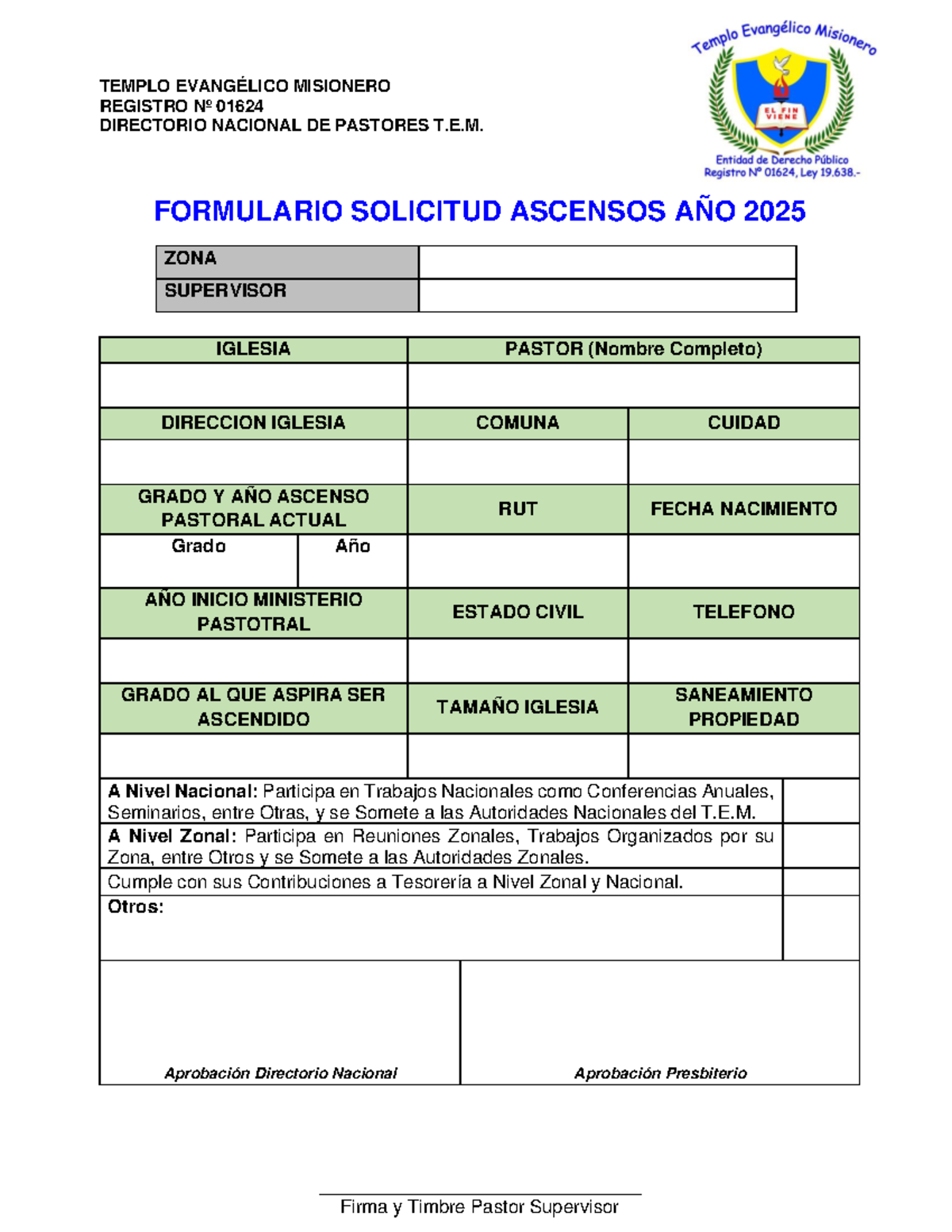 Formulario Zonal T.E.M. - Solicitud de Ascensos 2025 - Studocu
