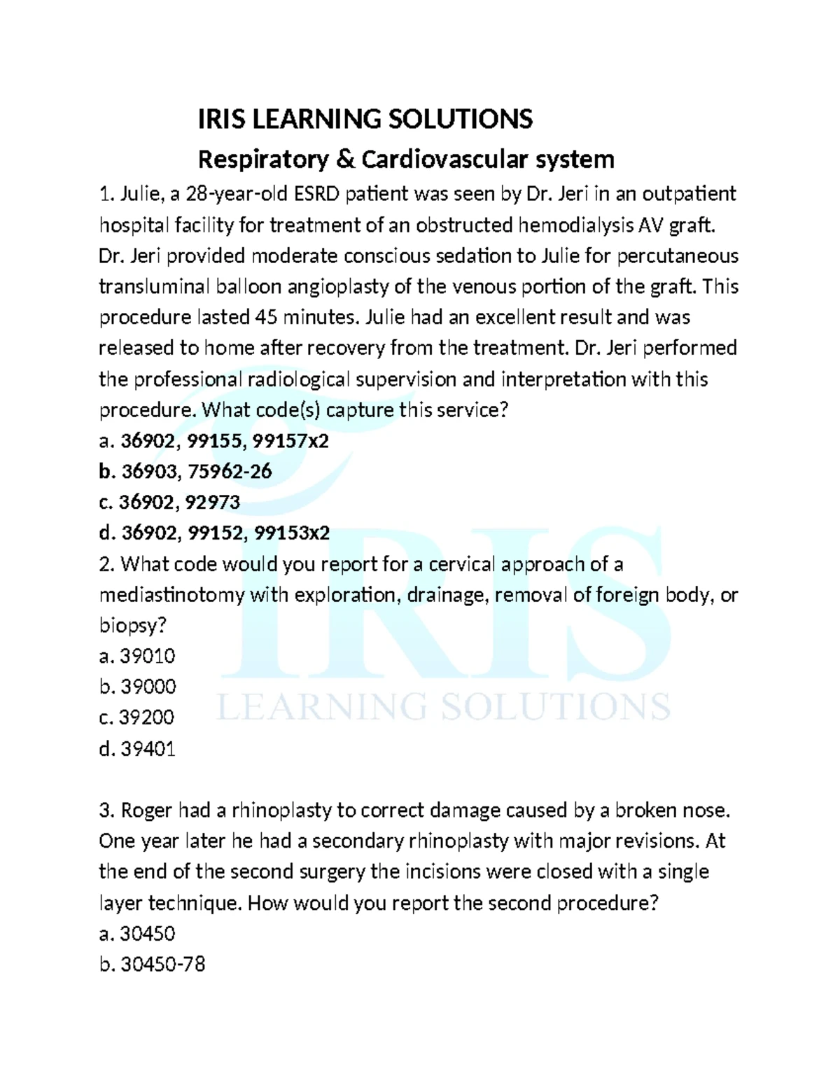 CPT 80000 - Pathology Medical Coding Q&A Study Guide - Studocu