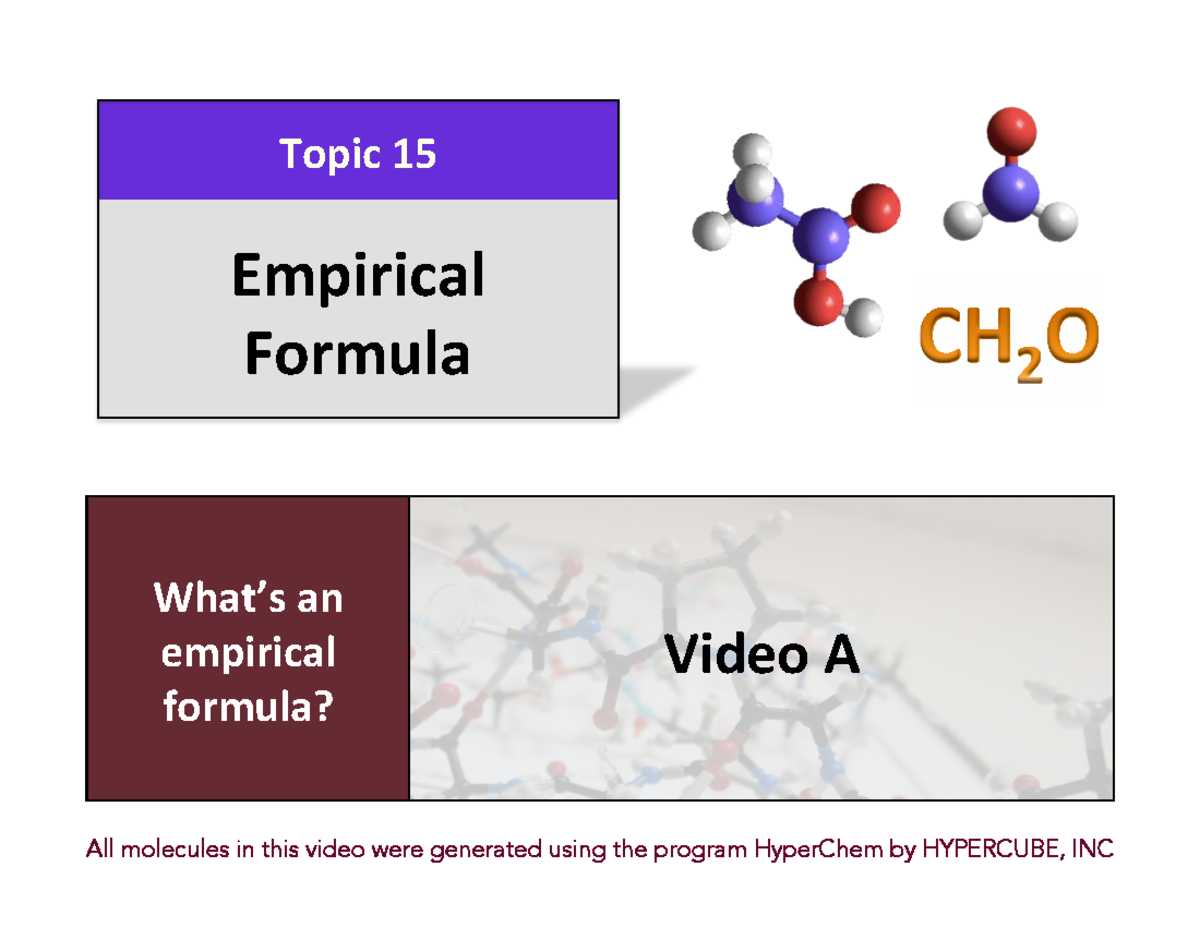 Chem 1 Topic 15 empirical formulas and molecular formulas notes - Studocu