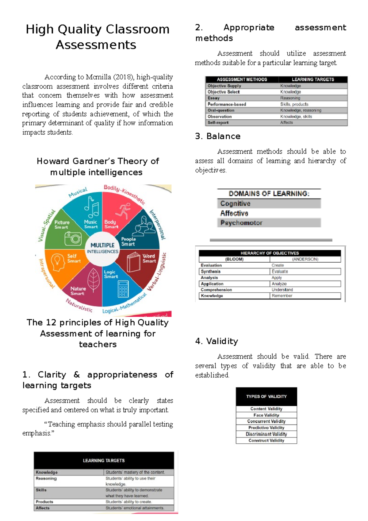 Lecture: 12 Principles of High-Quality Classroom Assessments - Studocu
