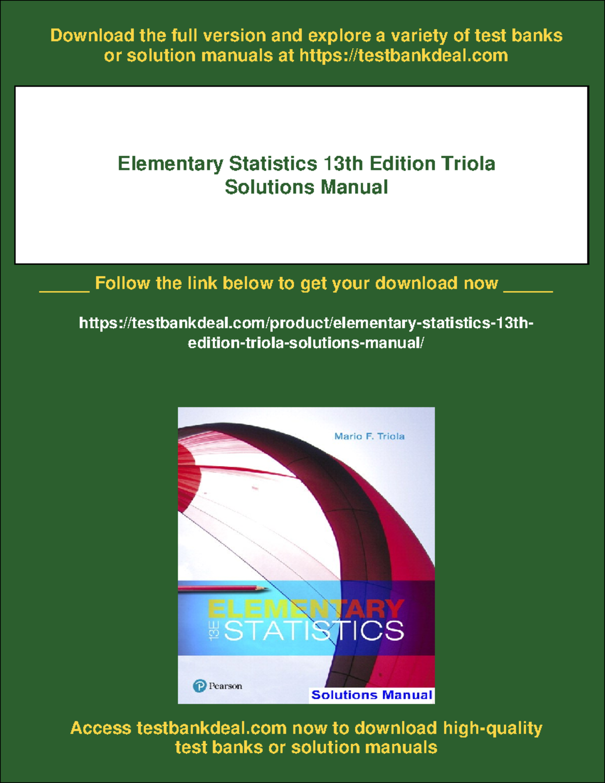 13537 - Elementary statistics 13th edition triola solutions manual is ...
