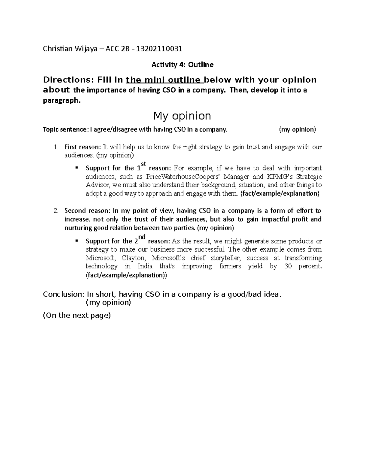 Christian Wijaya 13202110031 Revision Opinion Paragraph - Christian ...