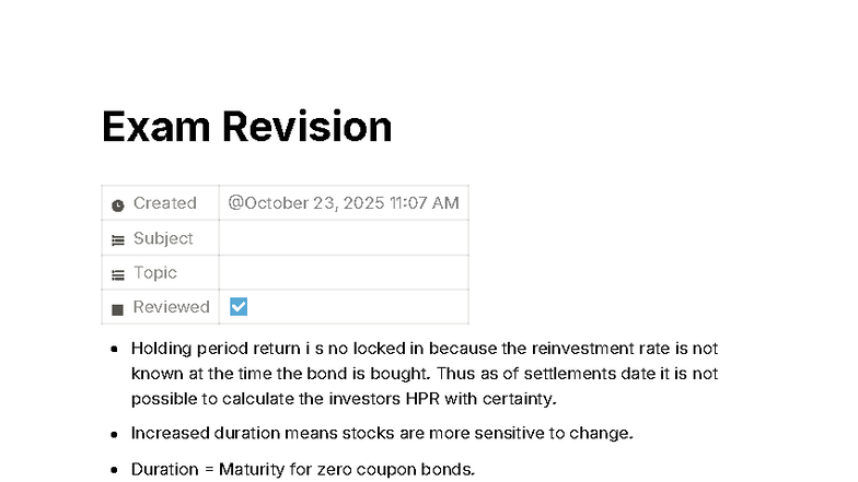 FIN 301 Exam Revision Notes: Key Concepts & Formulas - Studocu