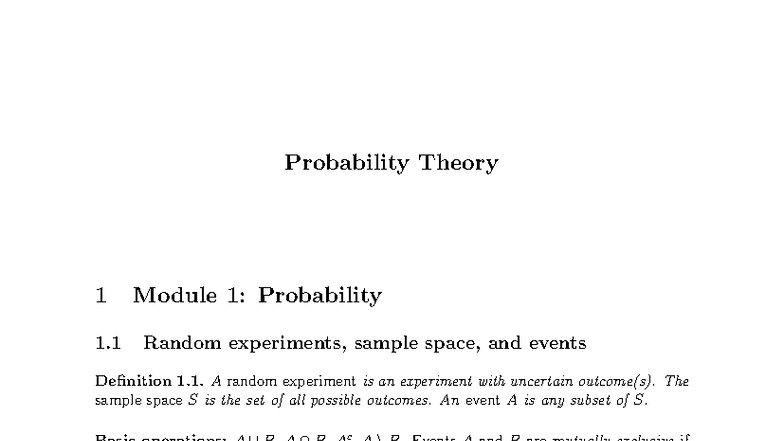 Mathematical Probability Theory: Key Concepts & Examples (MATH 101 ...