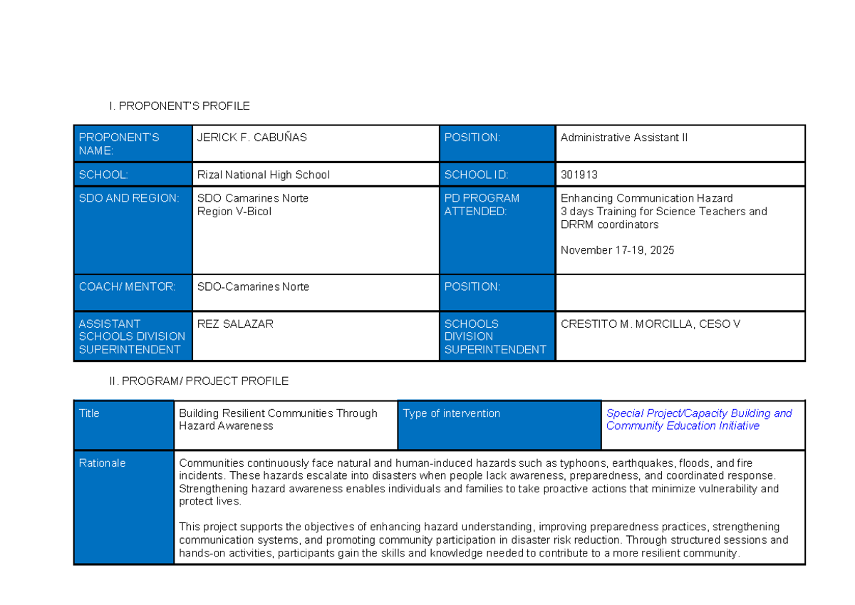 WAP Rizal NHS - Building Resilient Communities Through Hazard Awareness ...