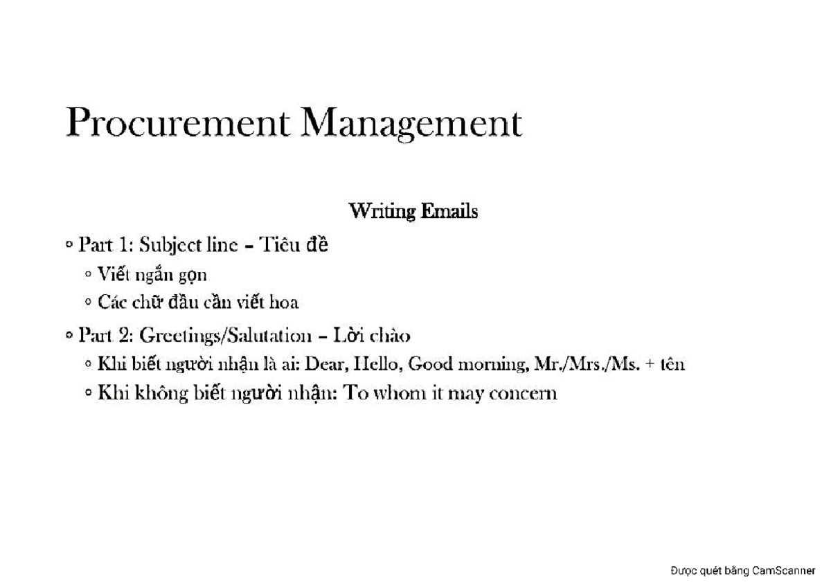 Procurement Management Email Writing Guide: Theory & Practice - Studocu
