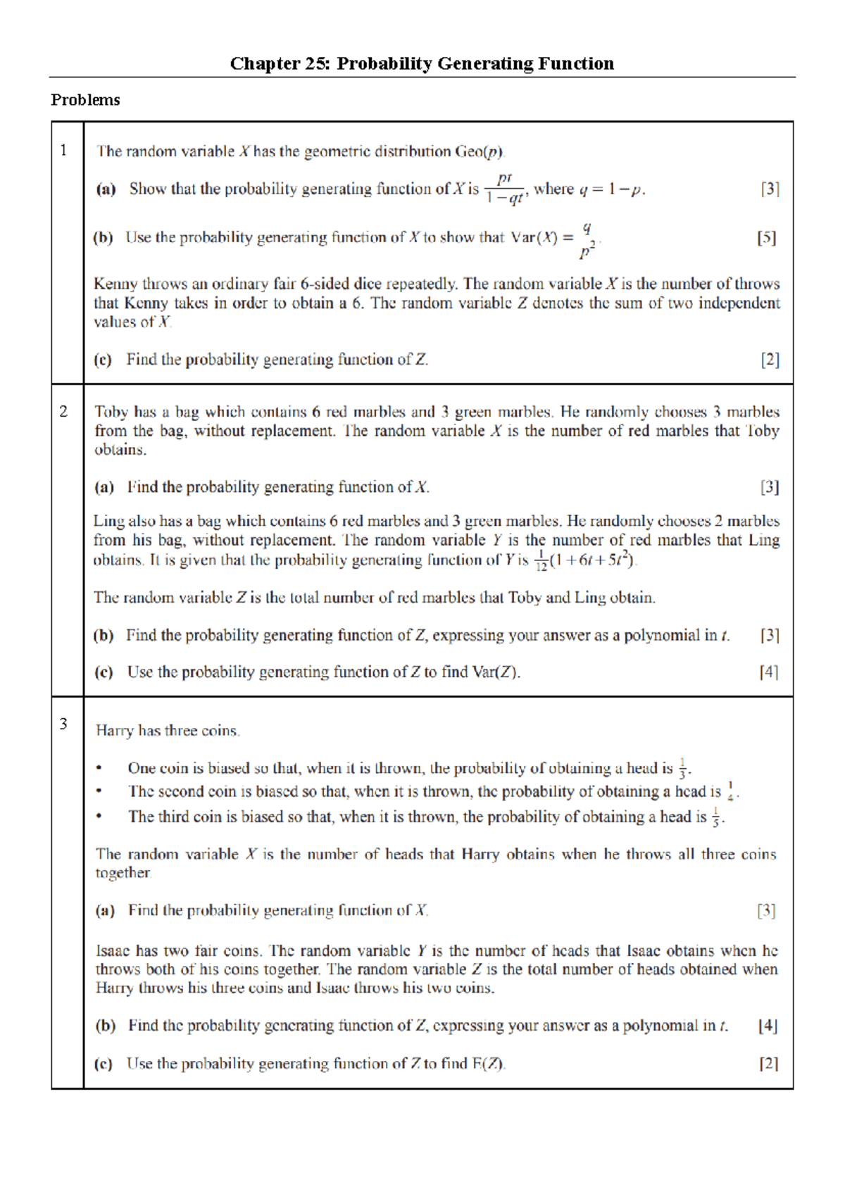25. Probability Generating FUNC - mh3500 - Chapter 25 : Probability ...