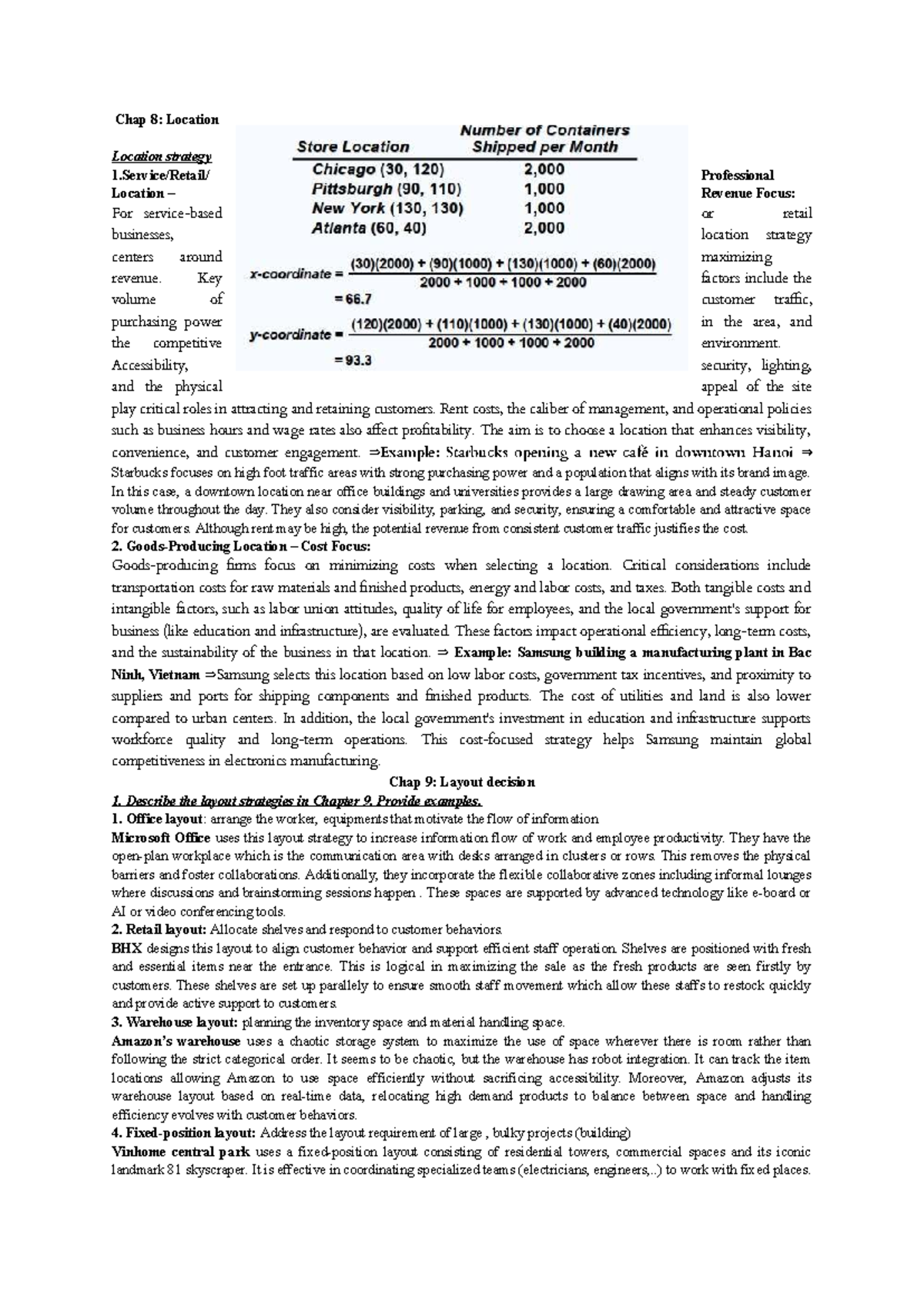 POM Final Exam Notes: Location Strategy & Layout Decisions - Studocu