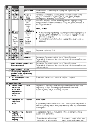March 11, 2025 - lesson plan - I. Mga Layunin A. Pamantayan ...