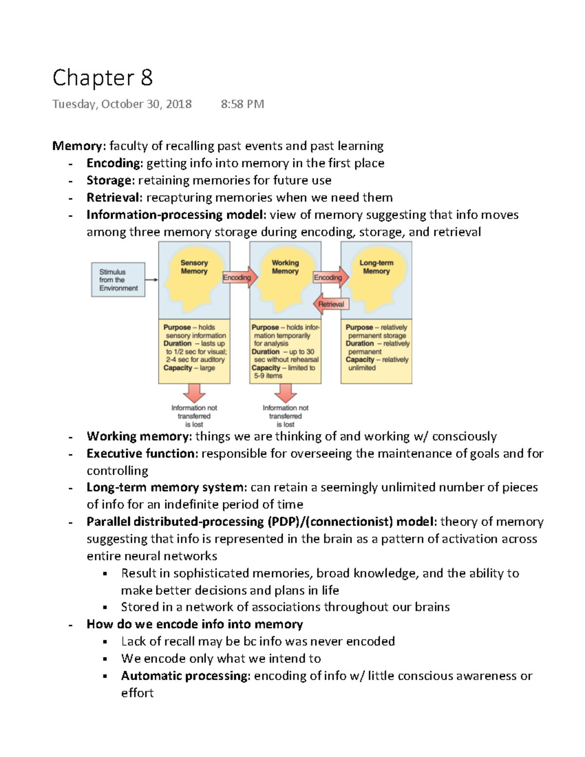 Chapter 8 - Summary Perspectives in Psychology - Chapter 8 Tuesday ...