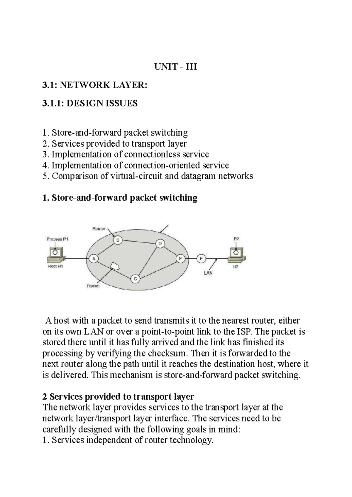 CN UNIT III: Network Layer Design Issues and Routing Algorithms - Studocu