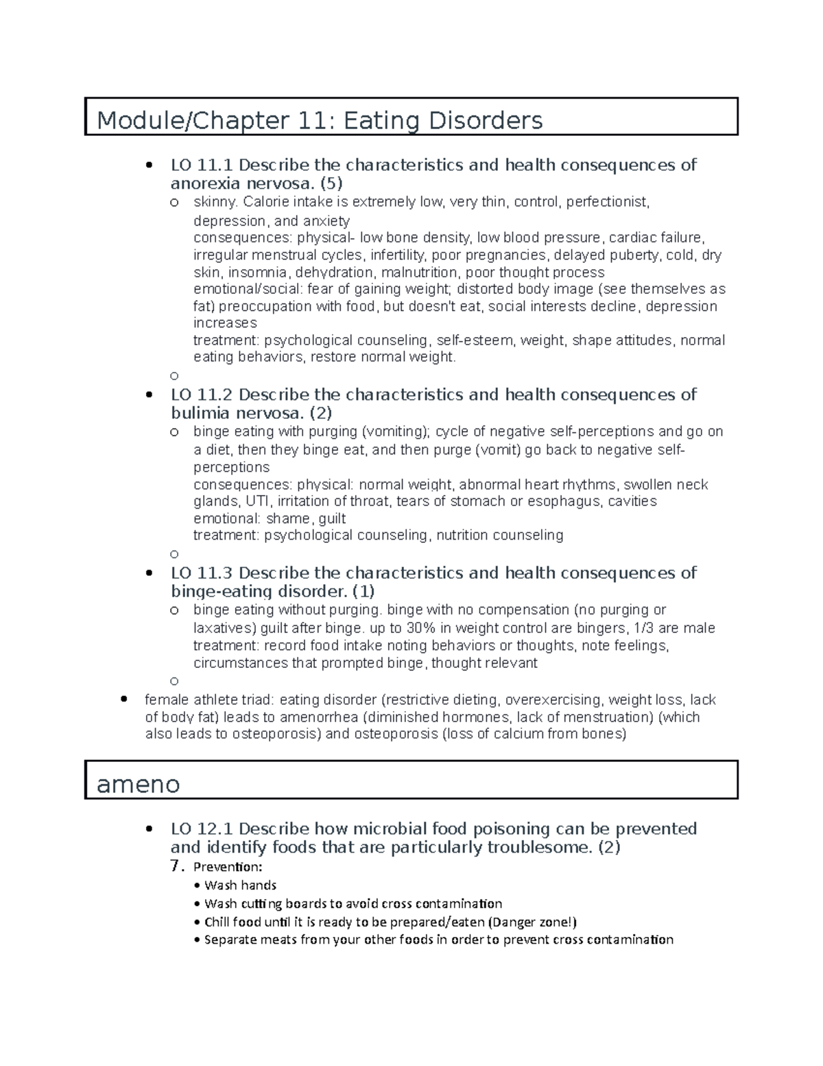 Study Guide #4: Eating Disorders & Nutrition Across Life Stages - Studocu