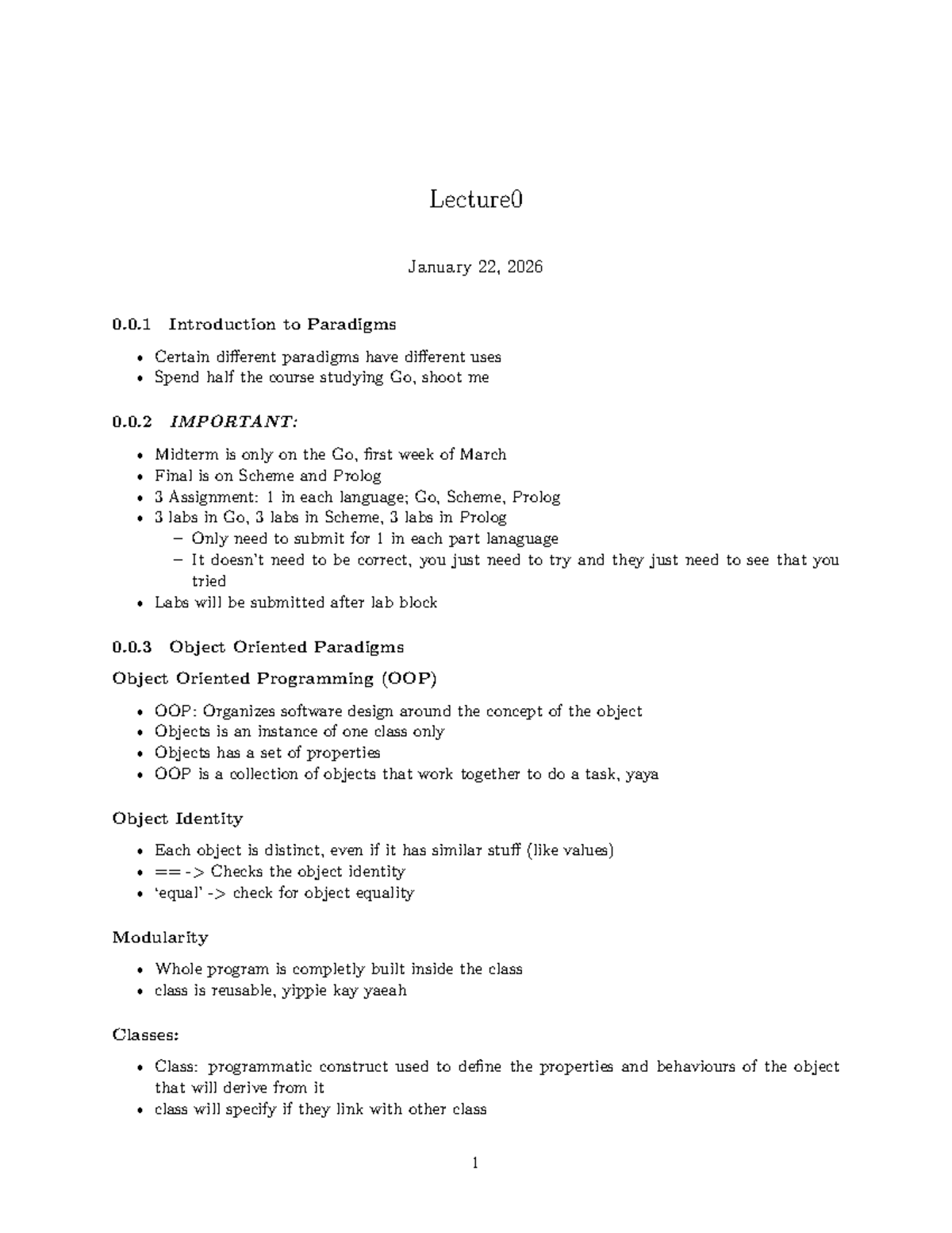 Lecture 0: Intro to Paradigms & OOP Concepts in Java - Studocu