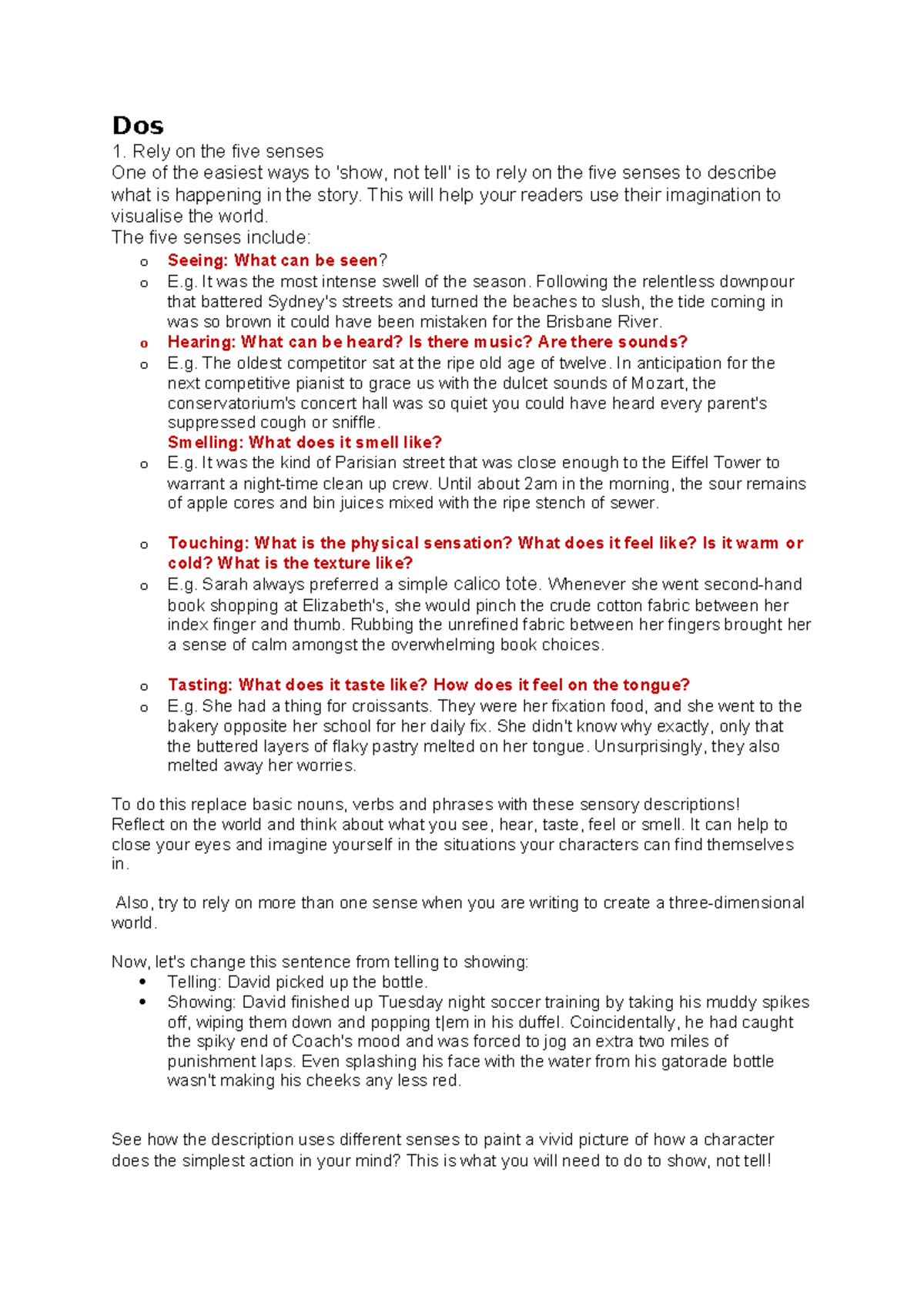 Dos and Don'ts for Crafting Texts: Section B VCE Guide - Studocu