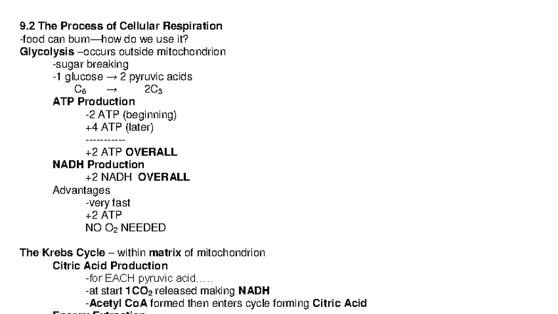 9.2 Cellular Respiration: Glycolysis, Krebs Cycle & ATP Production ...