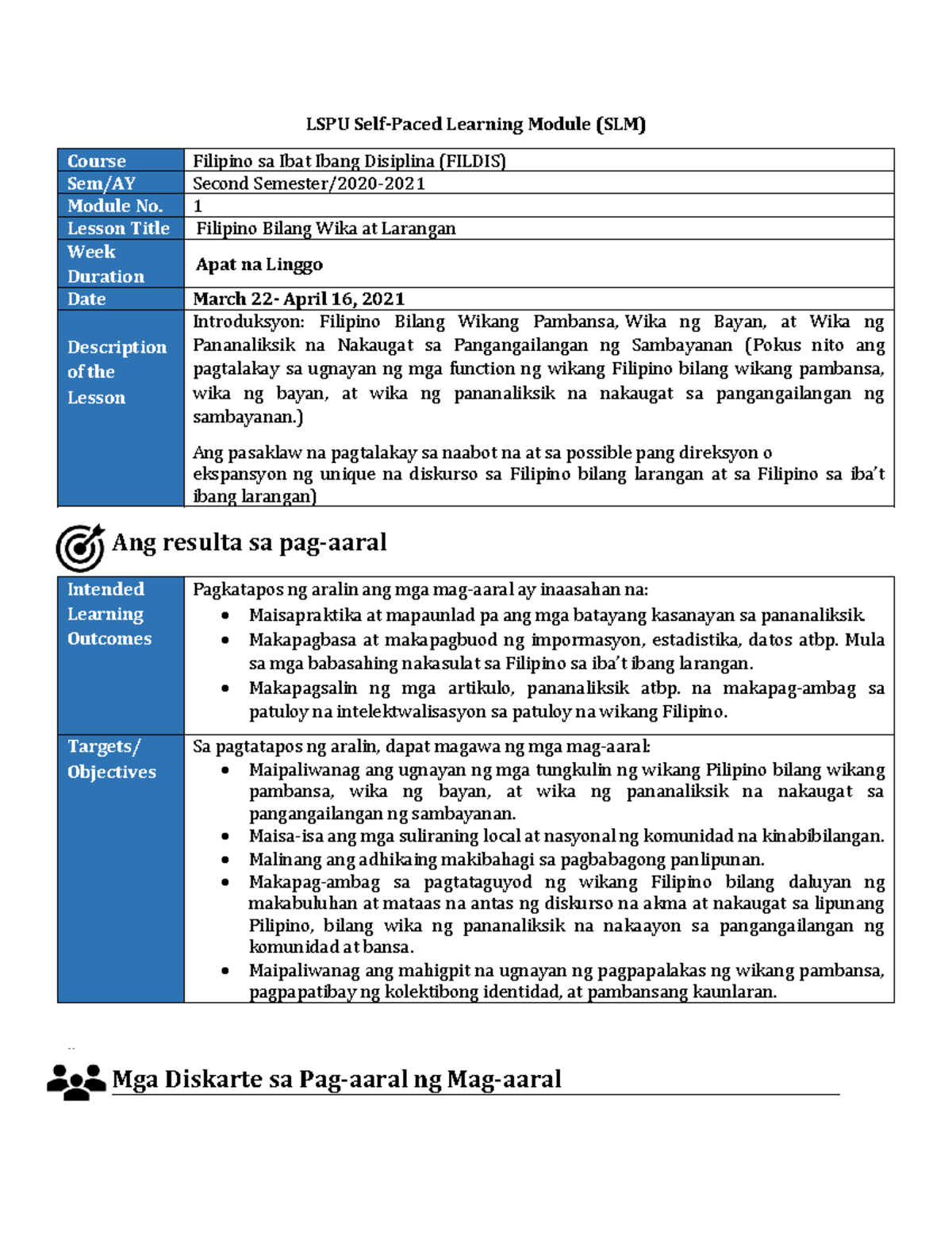 Fildis-module-1 compress - LSPU Self-Paced Learning Module (SLM) Course ...