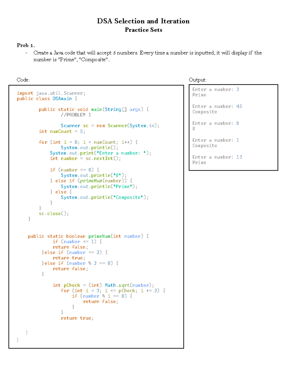 DSA Selection and Iteration set - DSA Selection and Iteration Practice ...