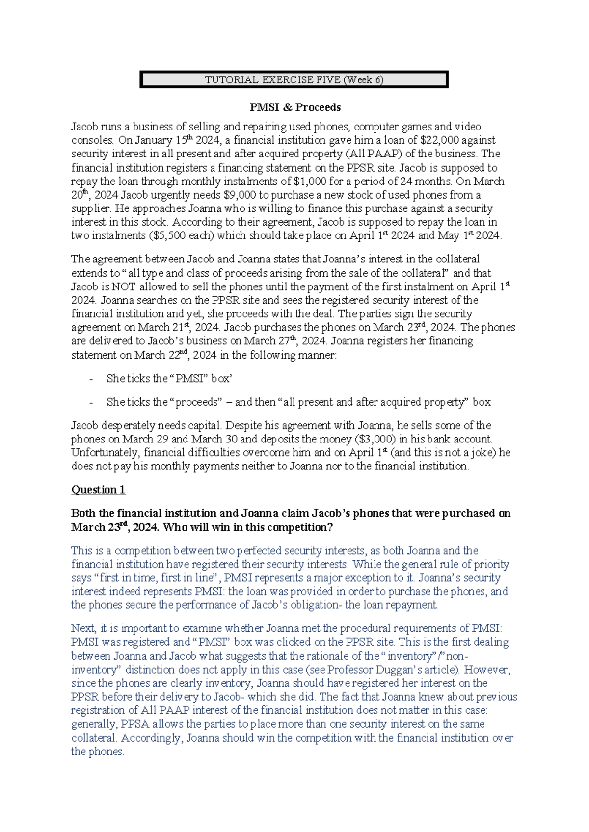 PMSI Proceeds Competition: Tutorial Exercise 5 (Week 6) - Studocu