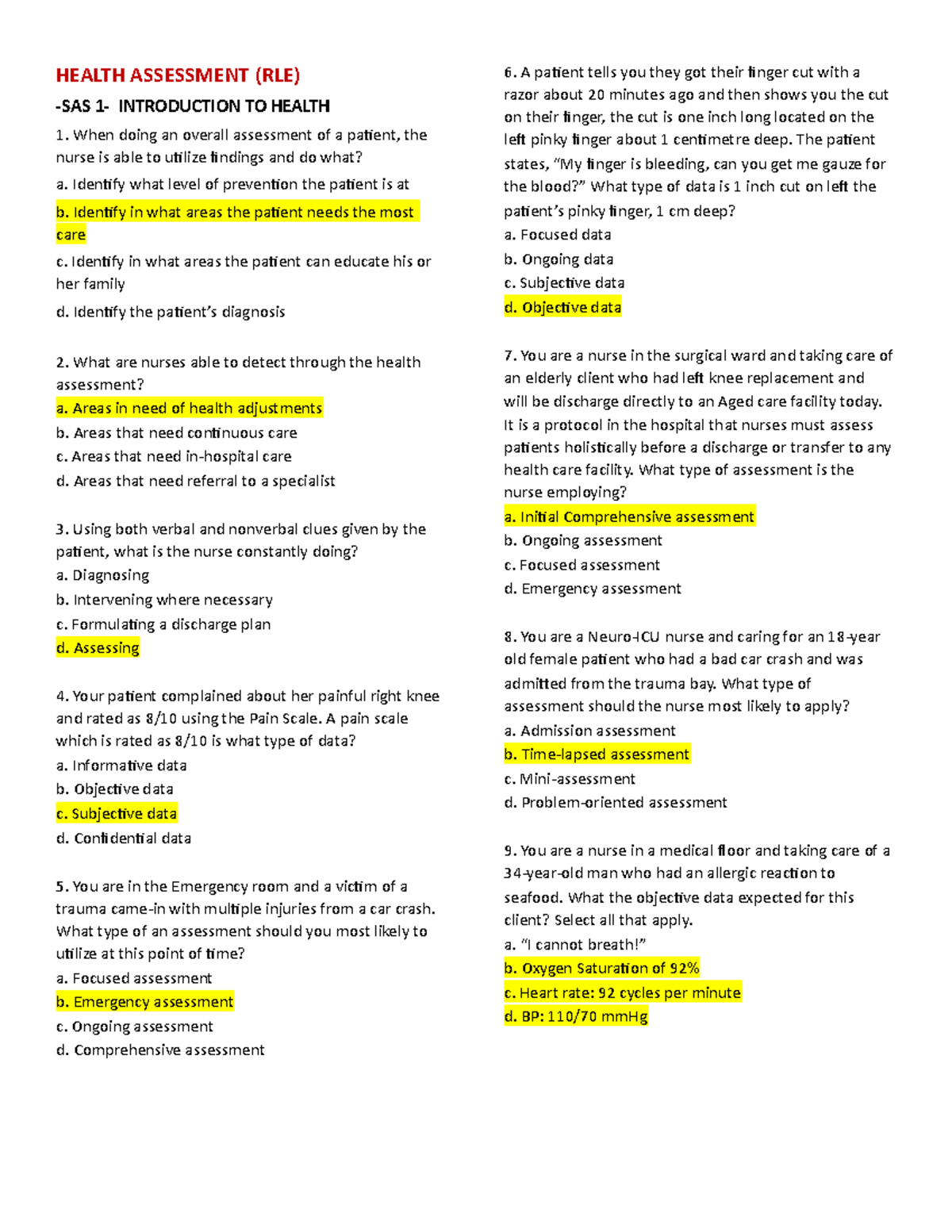 Health Assessment RLE: Comprehensive Guide and Critical Thinking ...