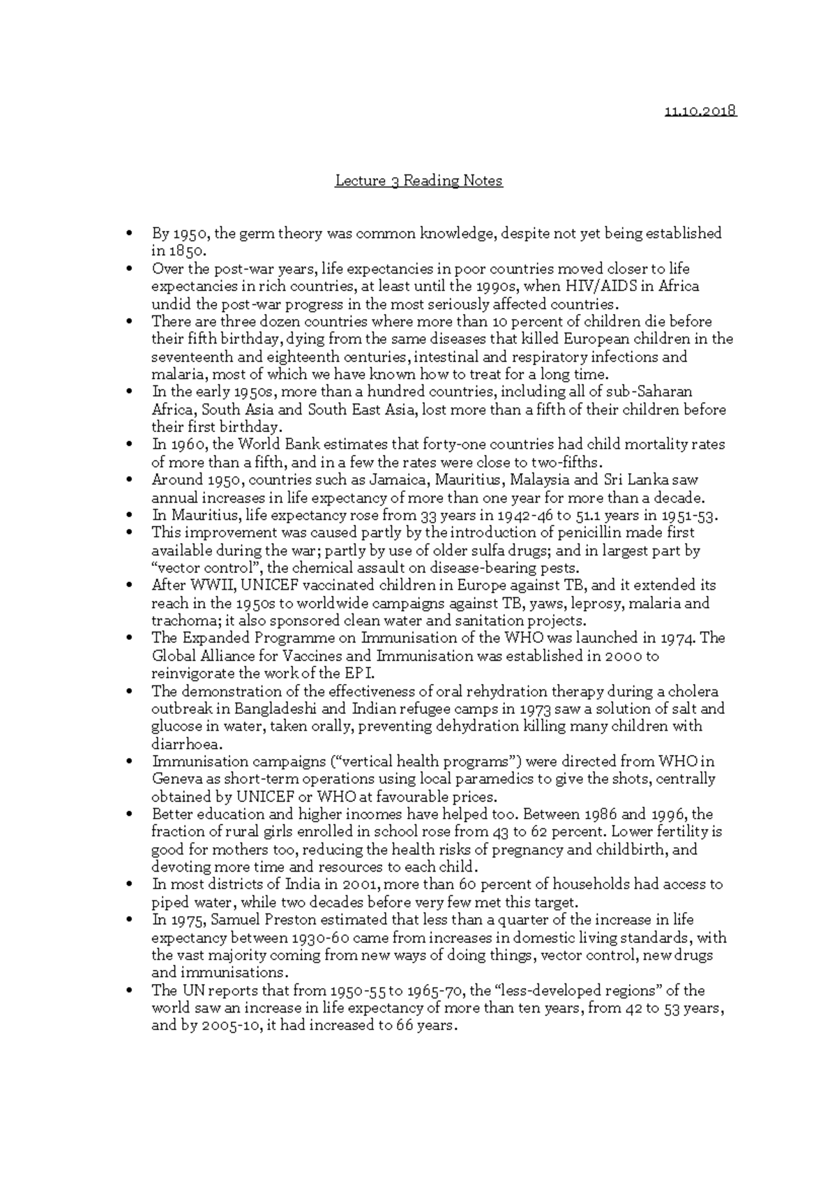 Lecture 3 Reading Notes - 11.10 Lecture 3 Reading Notes By 1950, the ...