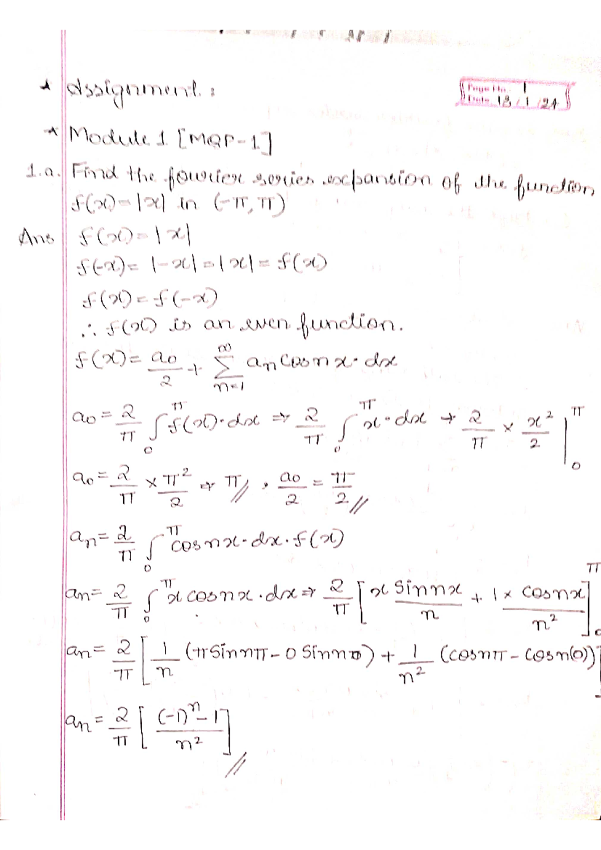 Maths M3 MQP Answer KEY - Fourier Series and Transform Solutions - Studocu