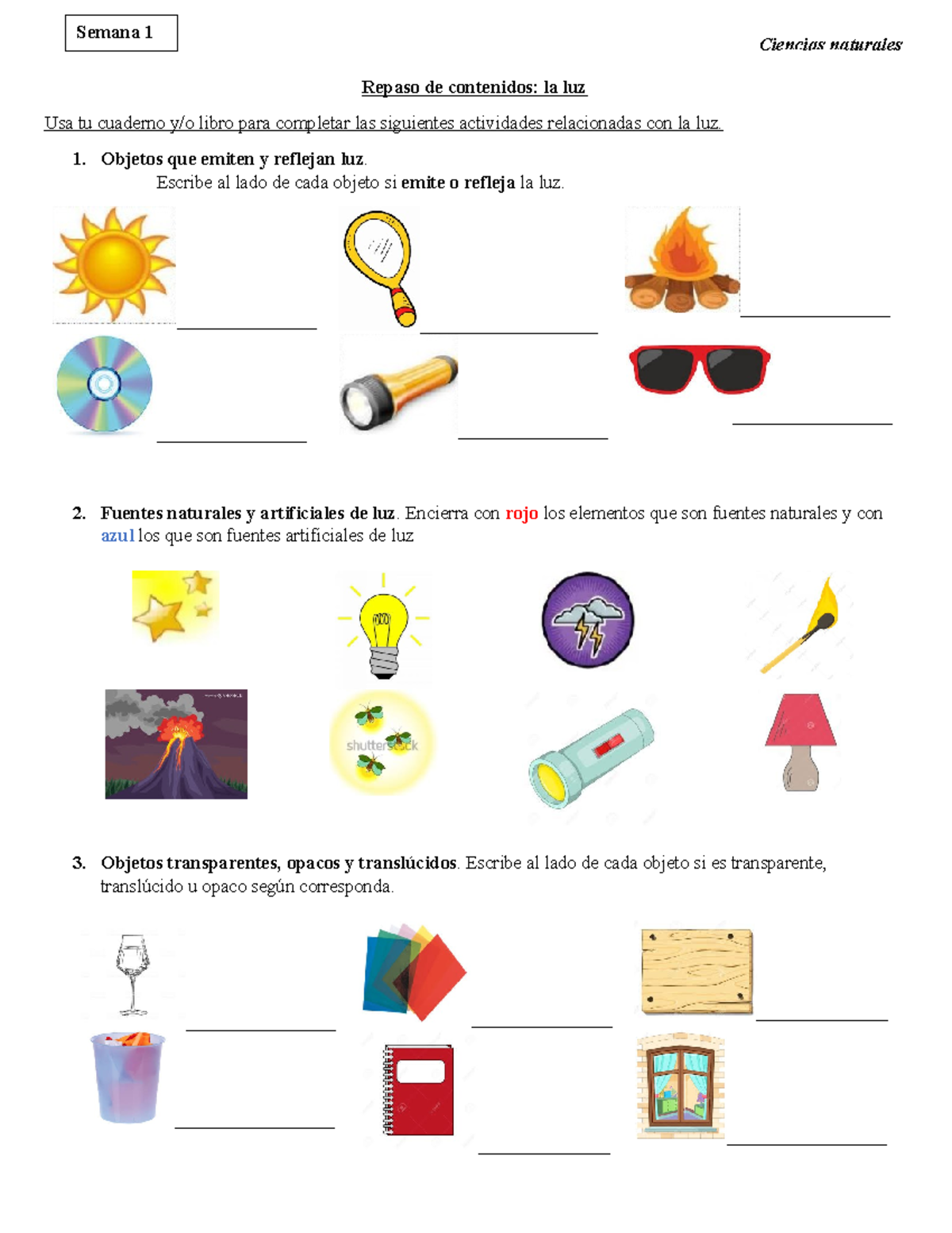 Guía de Repaso: Luz y Sonido - Ciencias Naturales (Semana 1) - Studocu