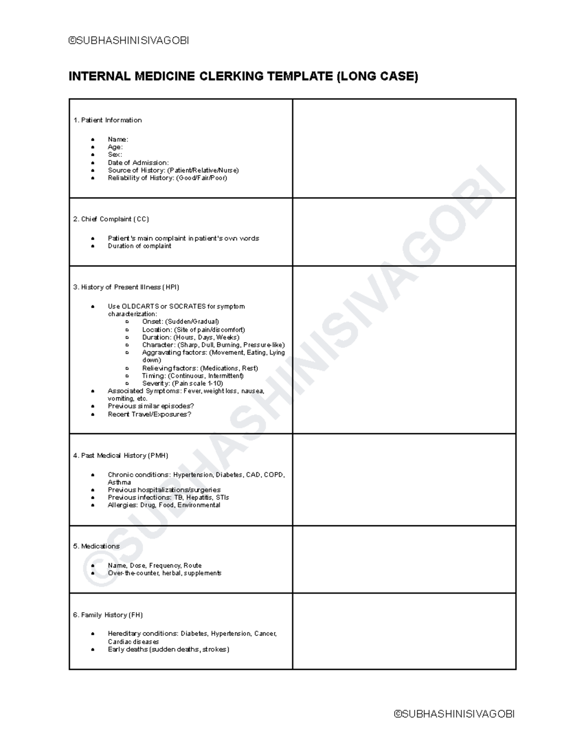 Internal Medicine Long Case Clerking Template Guide - Studocu