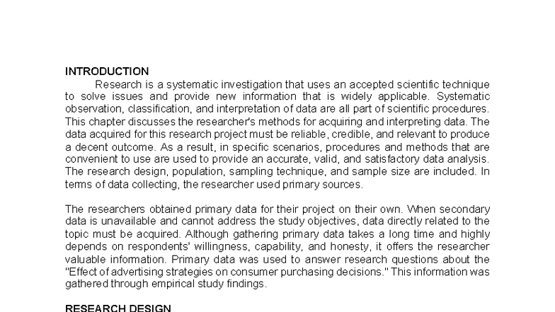 INTRO RD: Statistical Treatment of Advertising Strategies on Consumer ...