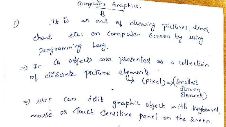 CG Notes: Understanding Computer Graphics and Output Primitives - Studocu