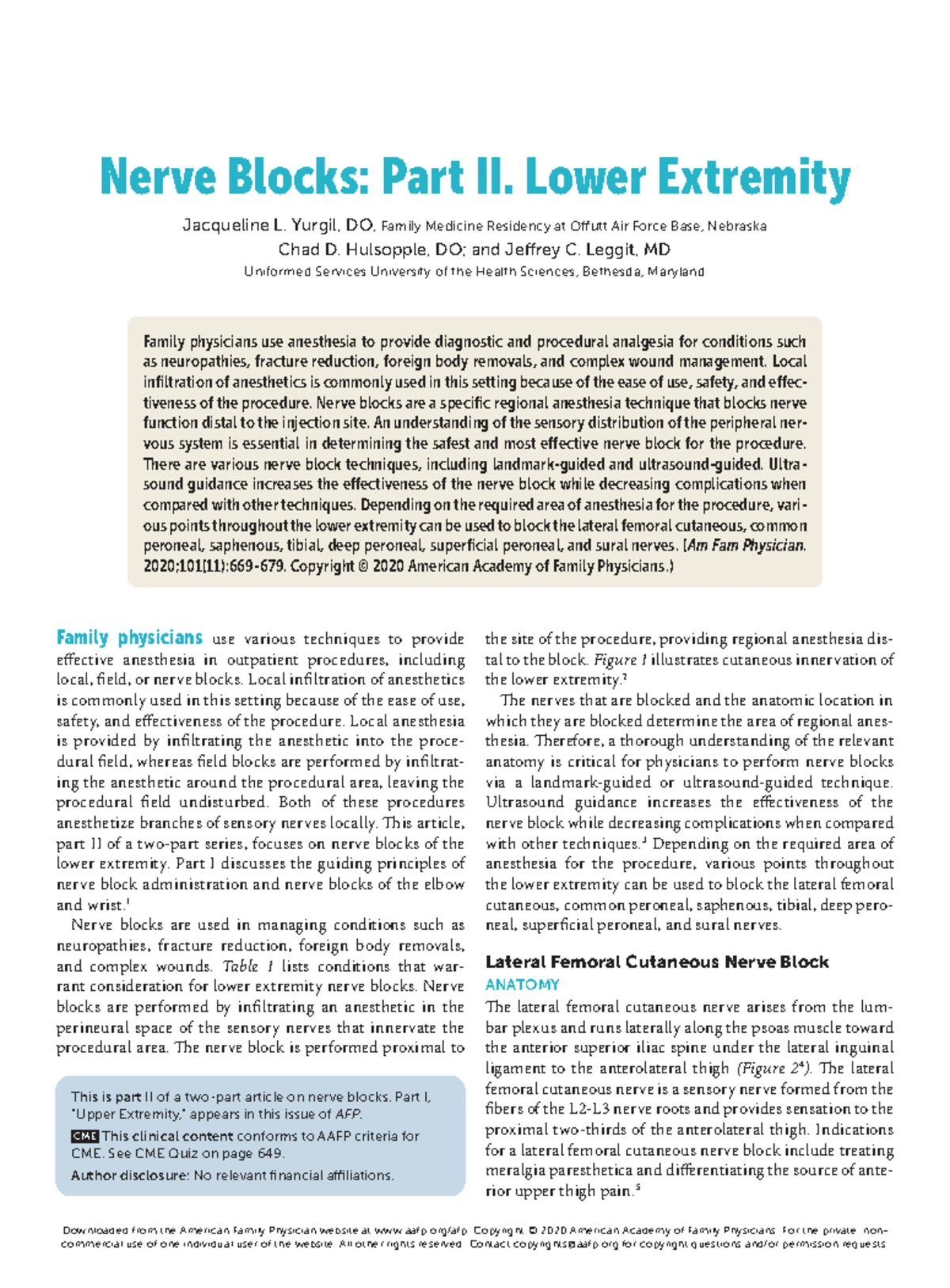 Nerve Blocks Part I: Upper Extremity Techniques and Applications - Studocu