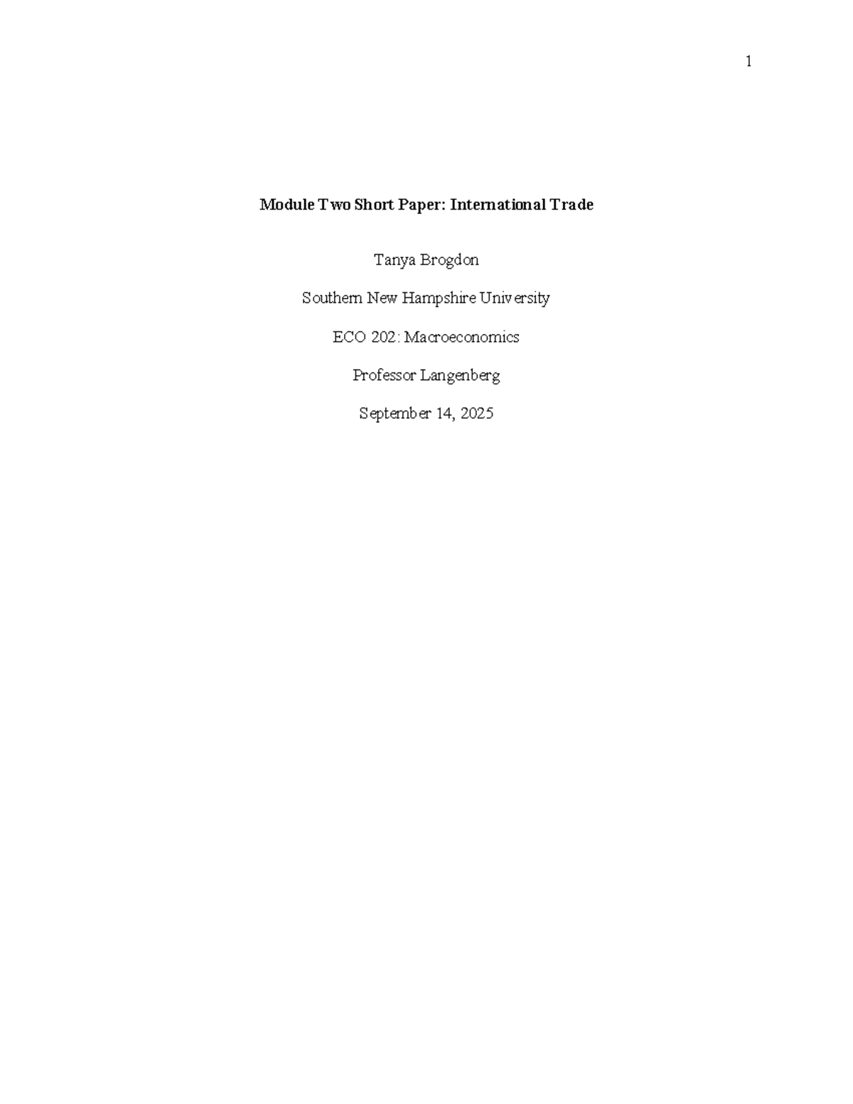 ECO 202: Module Two Short Paper on International Trade Dynamics - Studocu