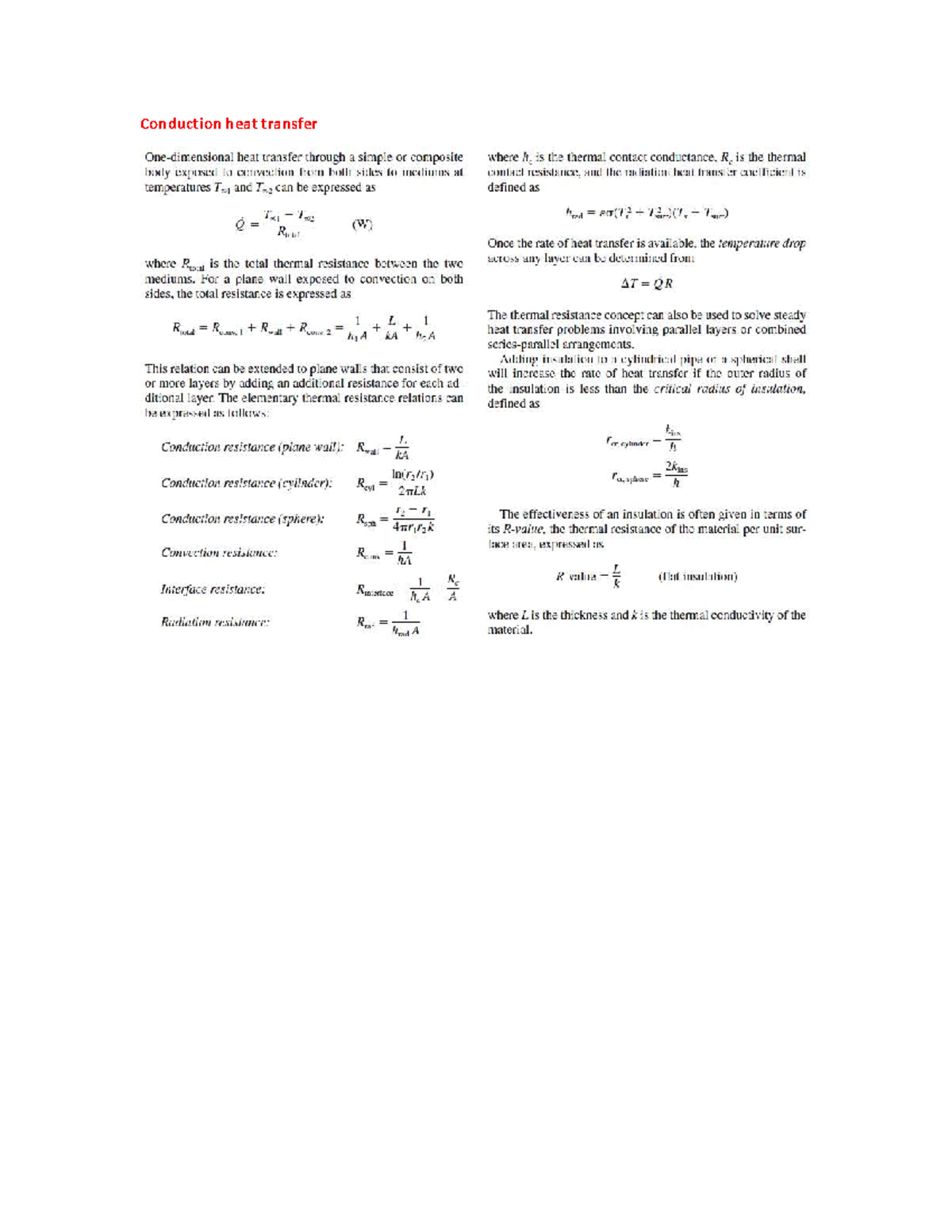 Tables - table - stem cell - Conduction heat transfer Extended surfaces ...