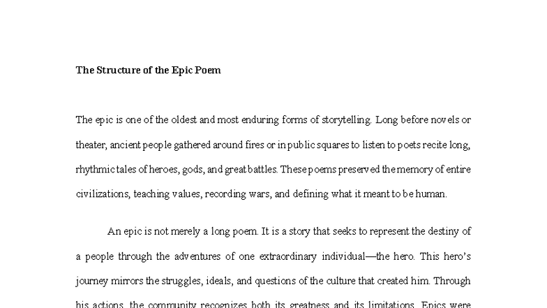 The Structure of Epic Poetry: An In-Depth Analysis - Studocu