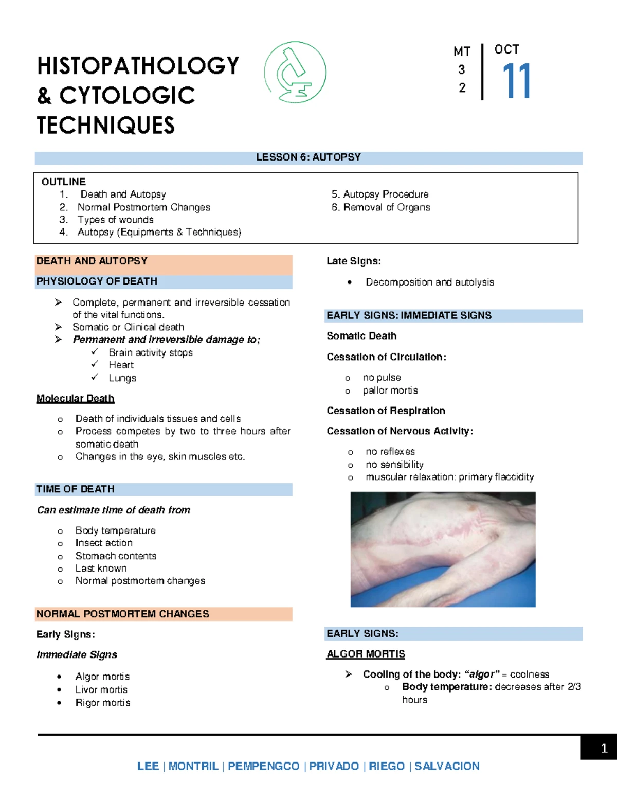 HISTOPATHOLOGY 1ST SEM - MIDTERM NOTES ON AUTOPSY AND BIOPSY - Studocu