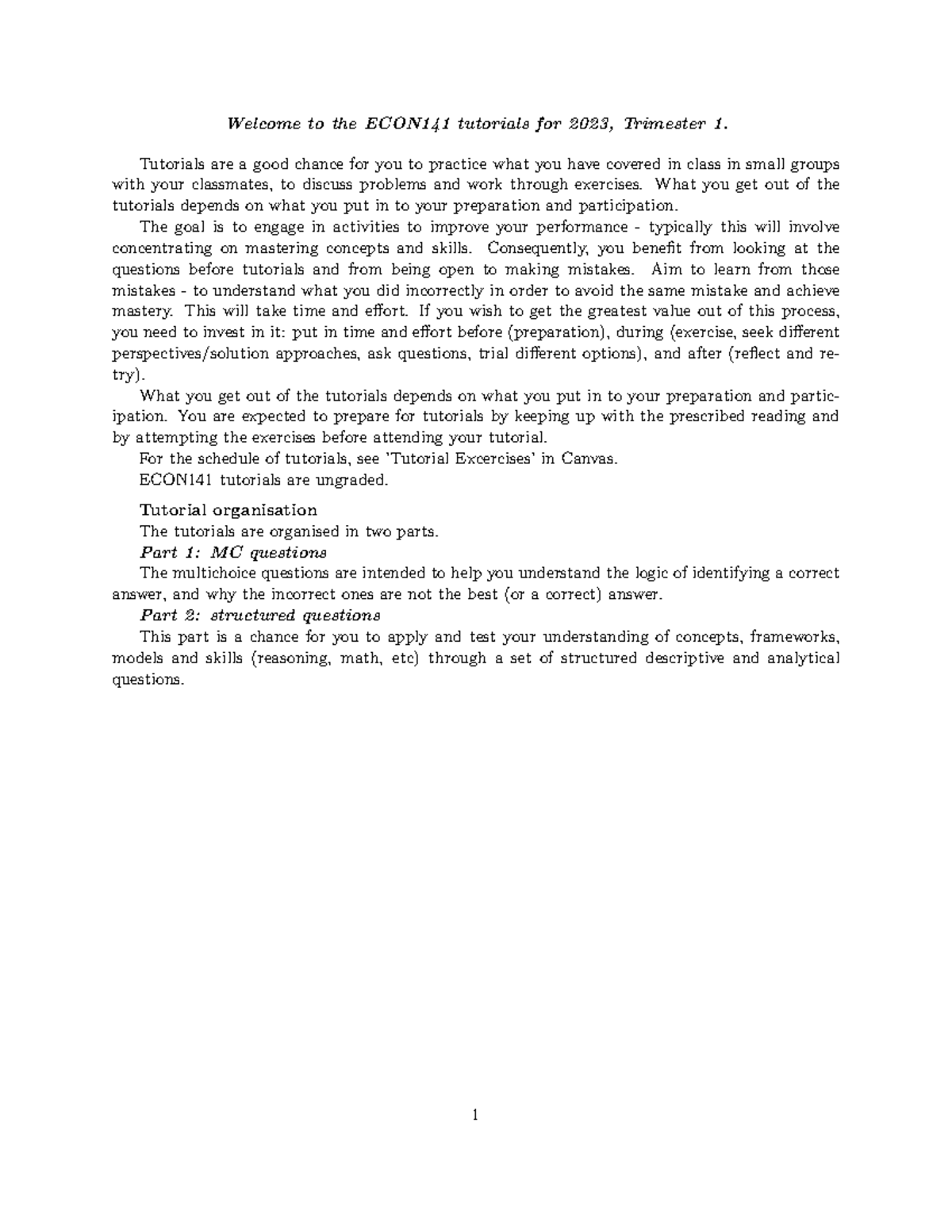 Econ141 23-1 Tutorial Questions - Welcome to the ECON141 tutorials for ...