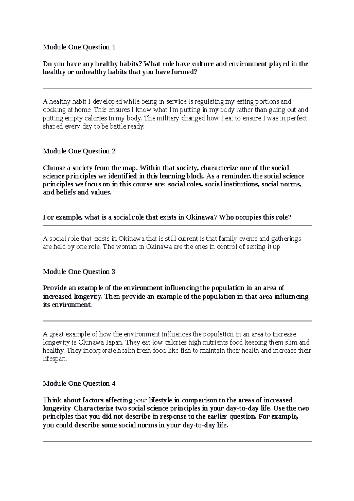 Module 1 Short Response Submission - Module One Question 1 Do you have ...