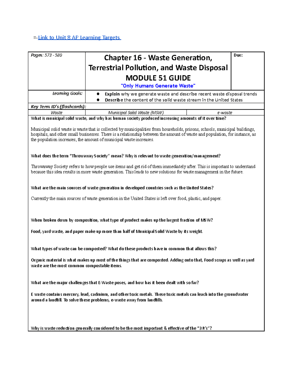 Ch 16 guided reading - 2539656 - =-Link to Unit 8 AP Learning Targets ...