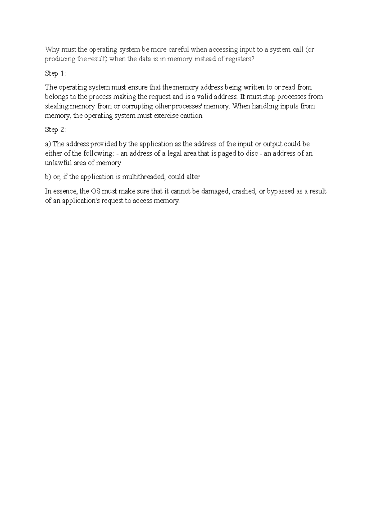 OS Safety in System Calls: Memory vs. Registers - Key Considerations ...