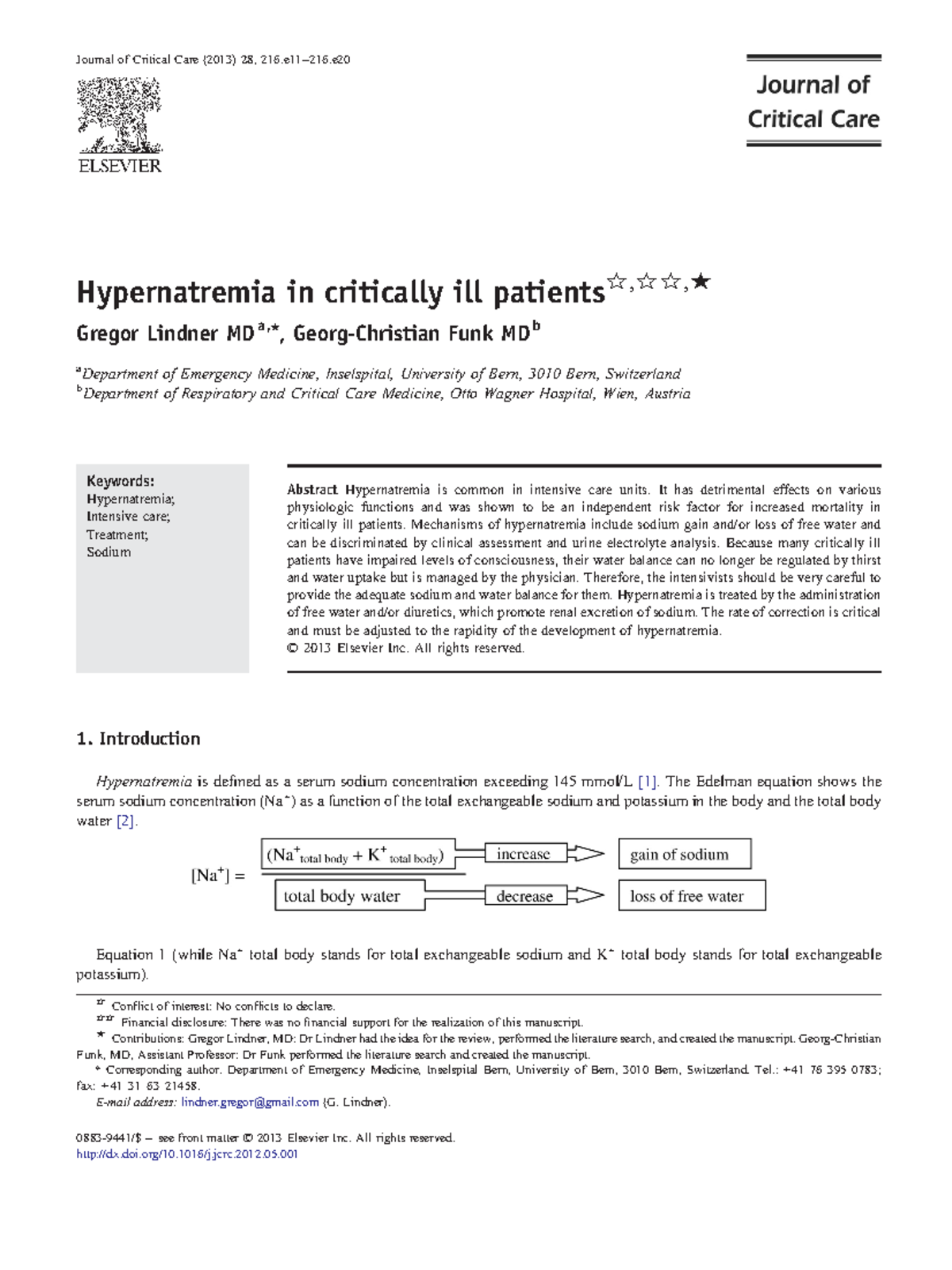 Hypernatremia Management in ICU Patients: Insights and Treatment (MD ...
