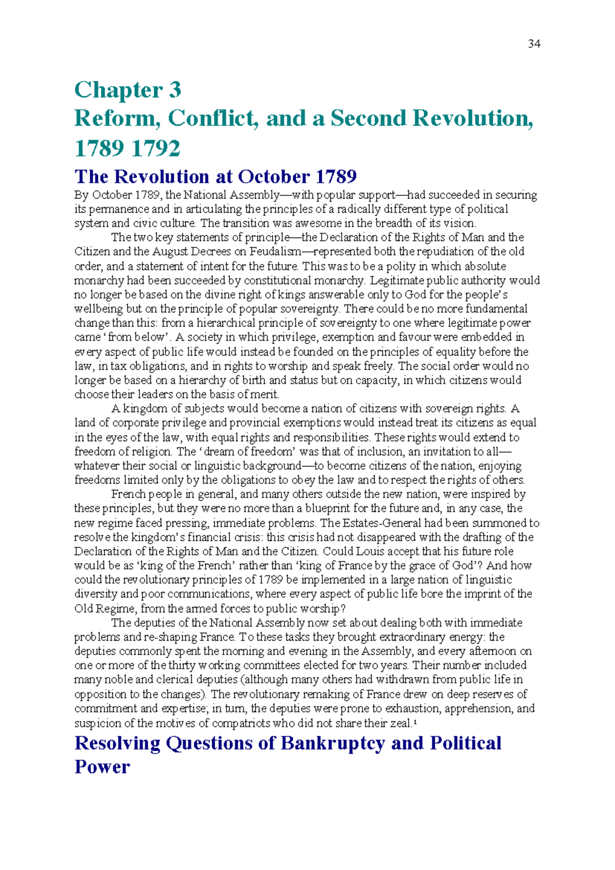Chapter 3: Reform, Conflict, and Revolution (1789-1792) - Key Insights ...
