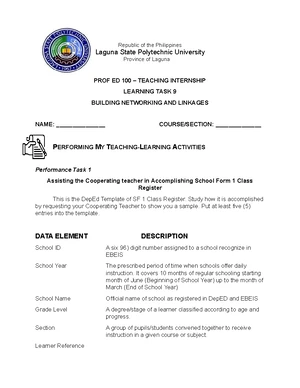 Learning Task 6: Participating in School Programs and Activities - Studocu