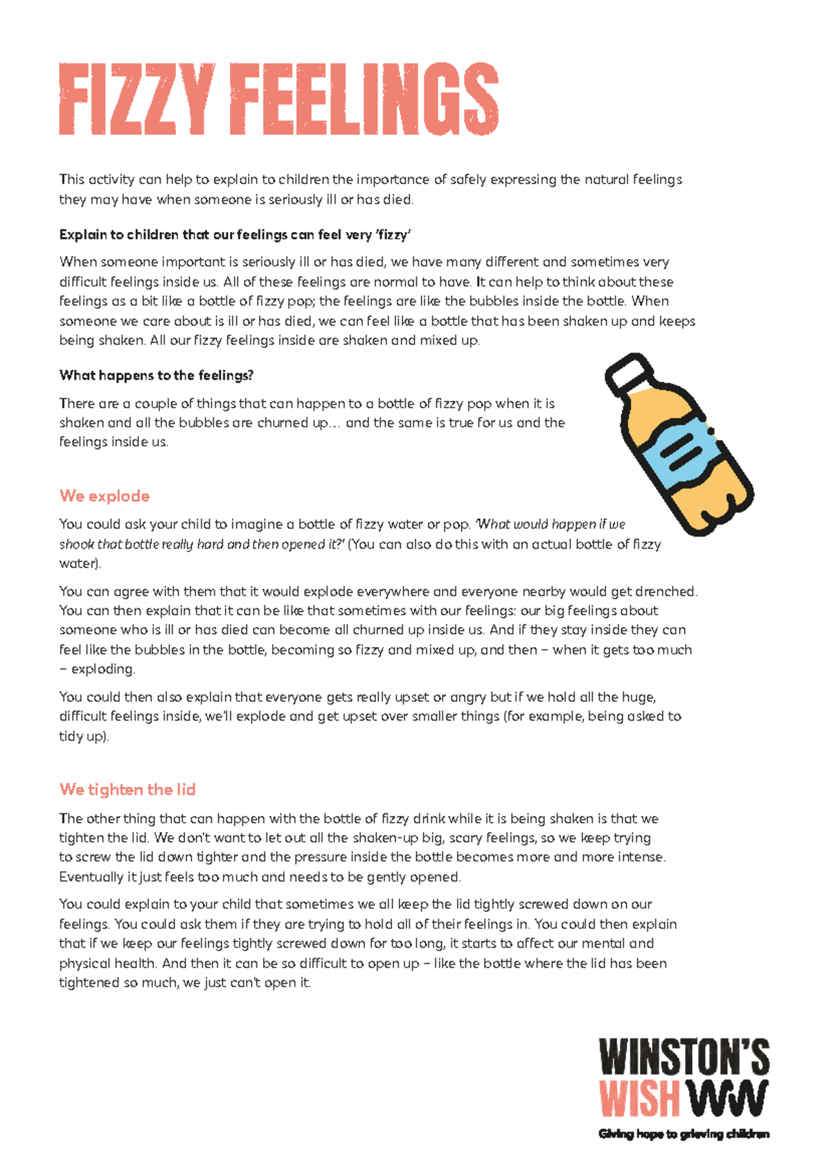 Fizzy Feelings: Helping Bereaved Kids Express Emotions Safely - Studocu