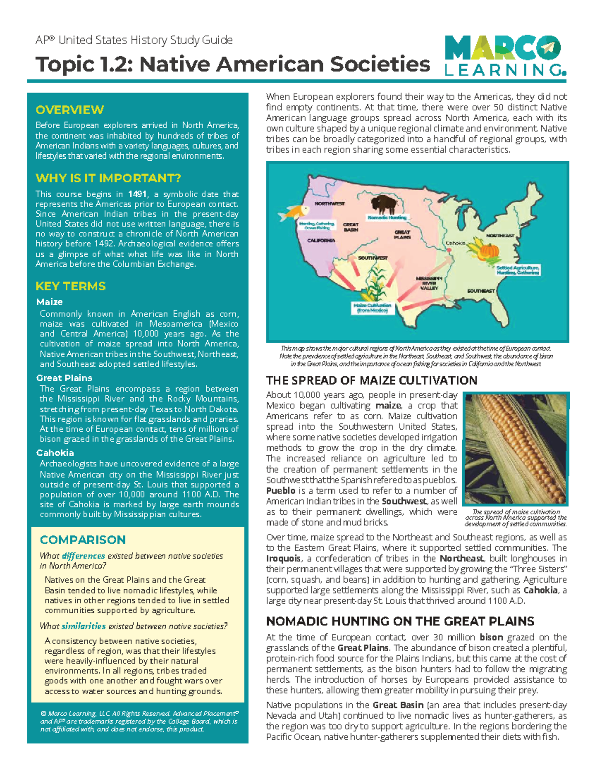 APUSH Study Guide: Topic 1.2 - Native American Societies Overview - Studocu