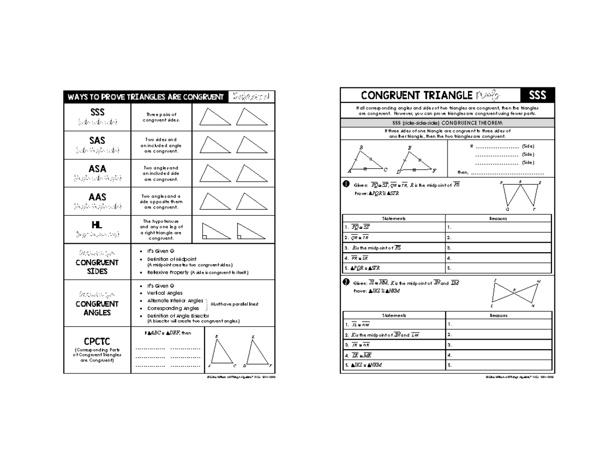 Geometry Guided Notes: Proving Triangle Congruence (11 06) - Studocu