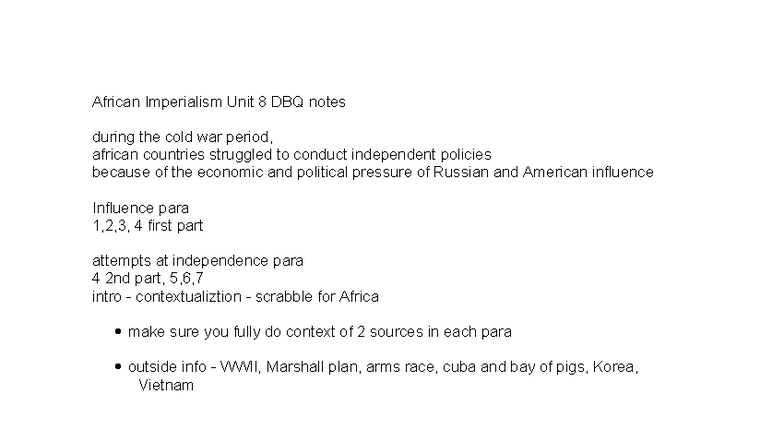 African Imperialism Unit 8 DBQ notes - Studocu
