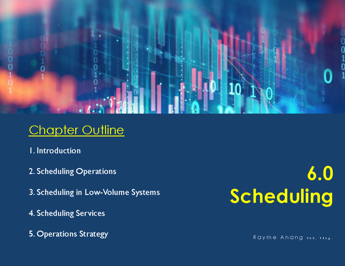 Chapter 6: Scheduling Operations and Methods for Effective Management - Studocu