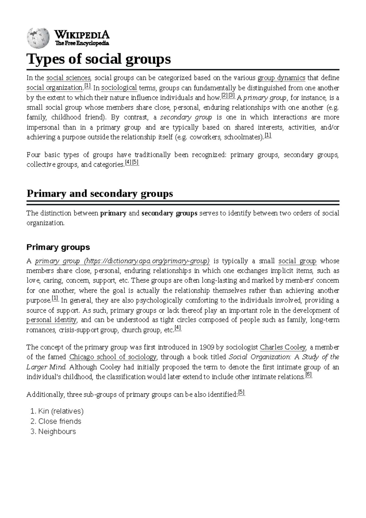 Sociology Course Notes: Types of Social Groups and Dynamics - Studocu