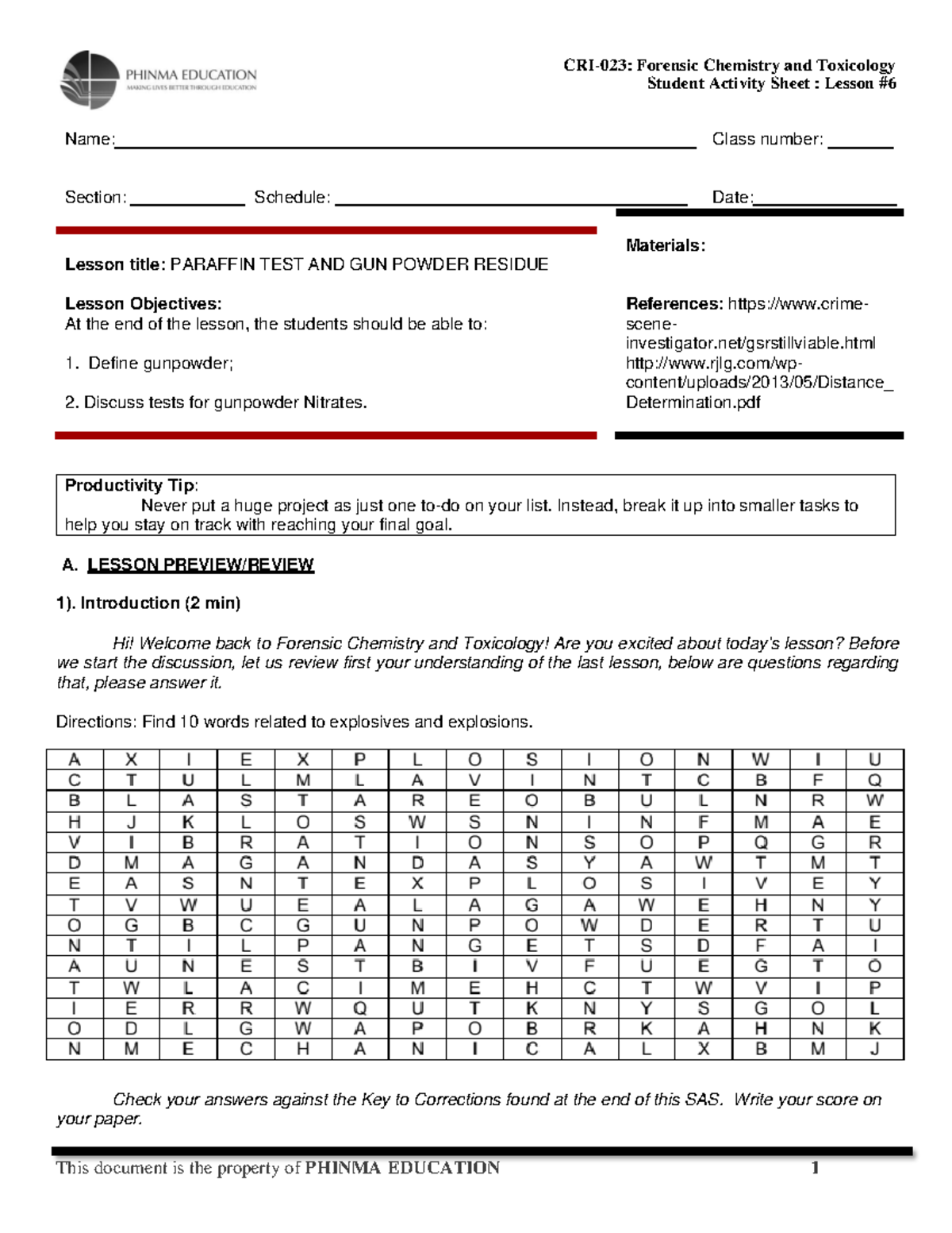 SAS #6 CRI 023 - This will serve as guide to students who are struggling answering their tasks ...