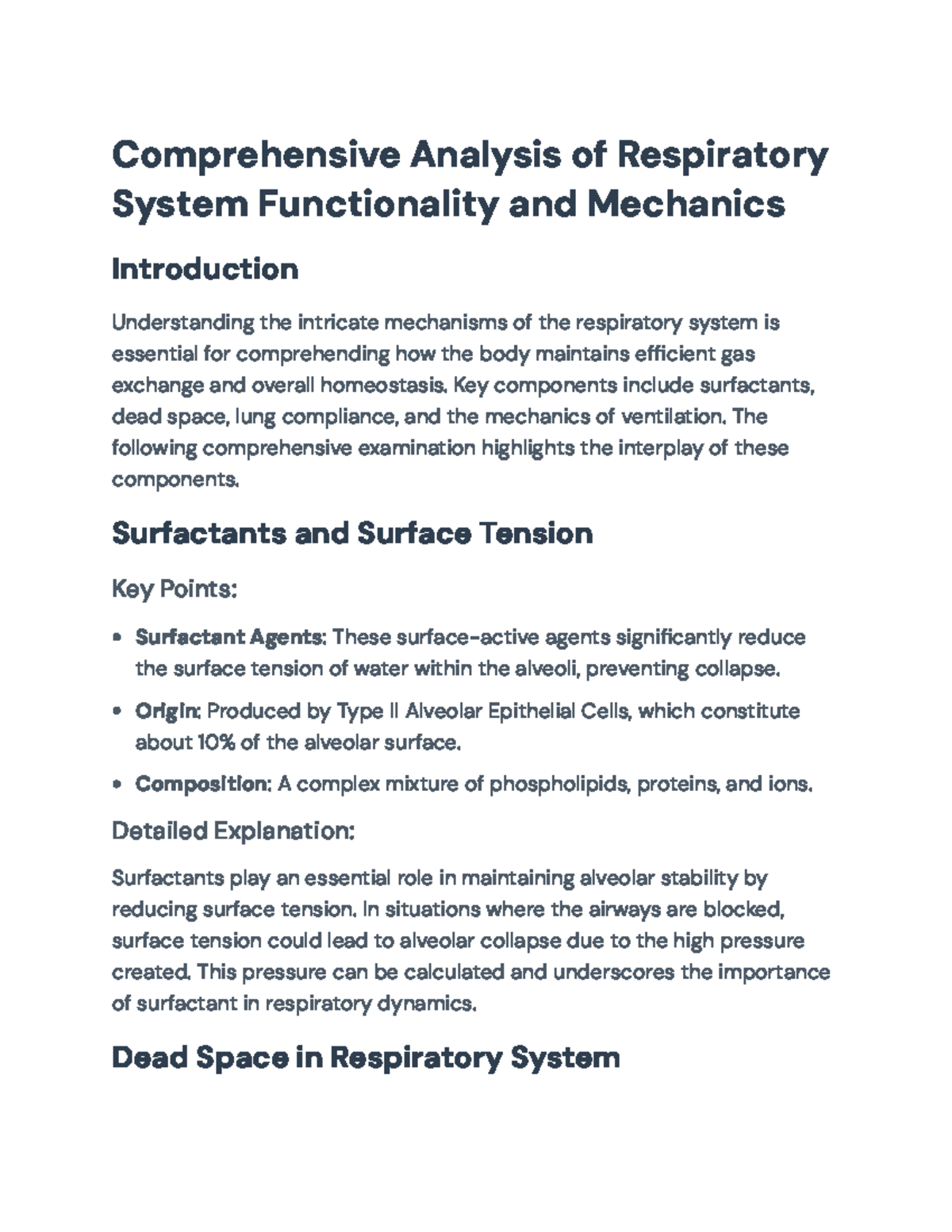 Comprehensive Analysis of Respiratory System Functionality and Mechanics - Comprehensive ...