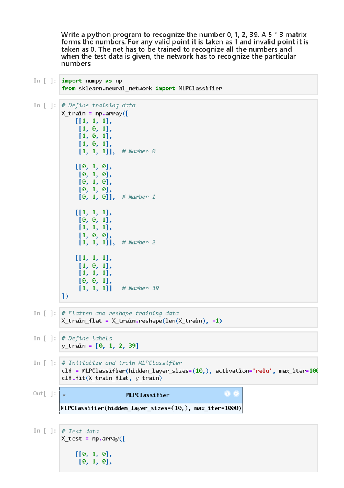 Lab6 - Artificial Neural Network Number Recognition Python Code - Studocu